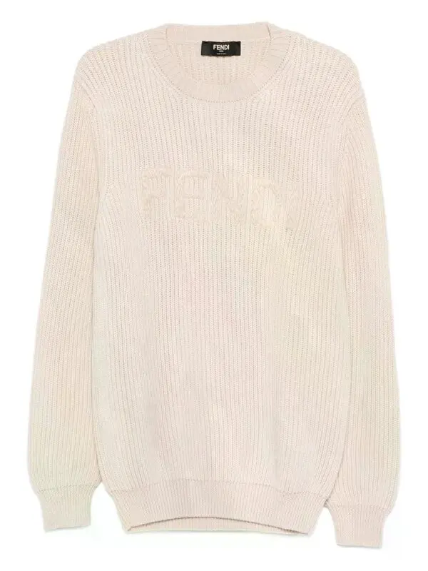 Fendi Logo-embroidered Sweater - Neutrals