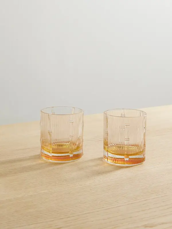 La DoubleJ Bamboo Crystal Tumblers Set Of Two - Yellow