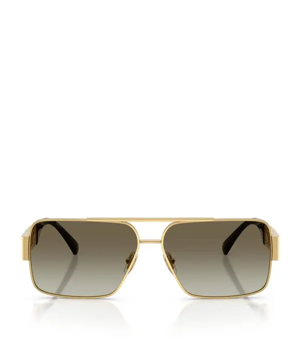 Versace Wire-frame Rectangular Sunglasses - Gold