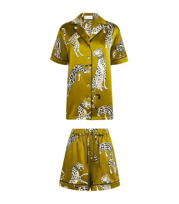 Olivia Von Halle Silk Cheetah Ingo Pyjama Set - Gold