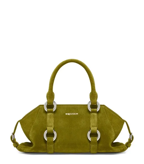Alexander McQueen Small Suede Farringdon Top-handle Bag - Green