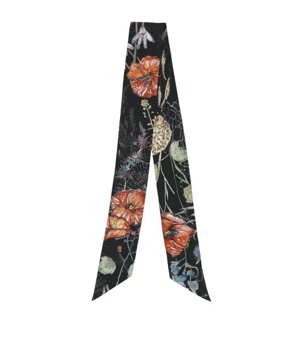Alexander McQueen Silk Spider Floral Scarf - Black