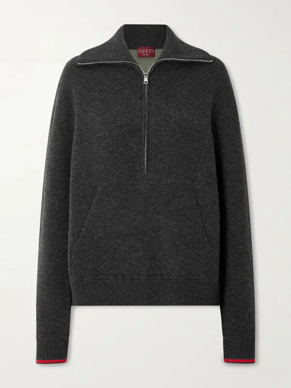 Gucci Striped Wool-blend Half-zip Sweater