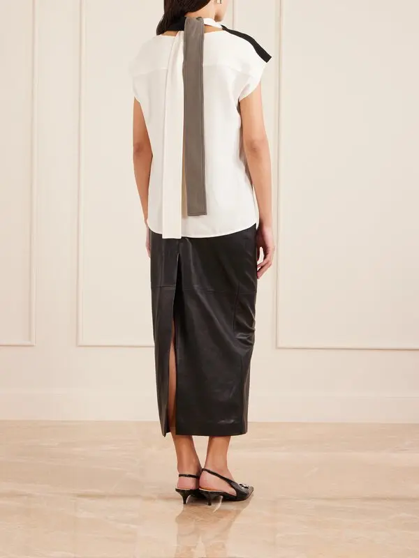 Proenza Schouler Elsa Asymmetric Crepe Top - Black