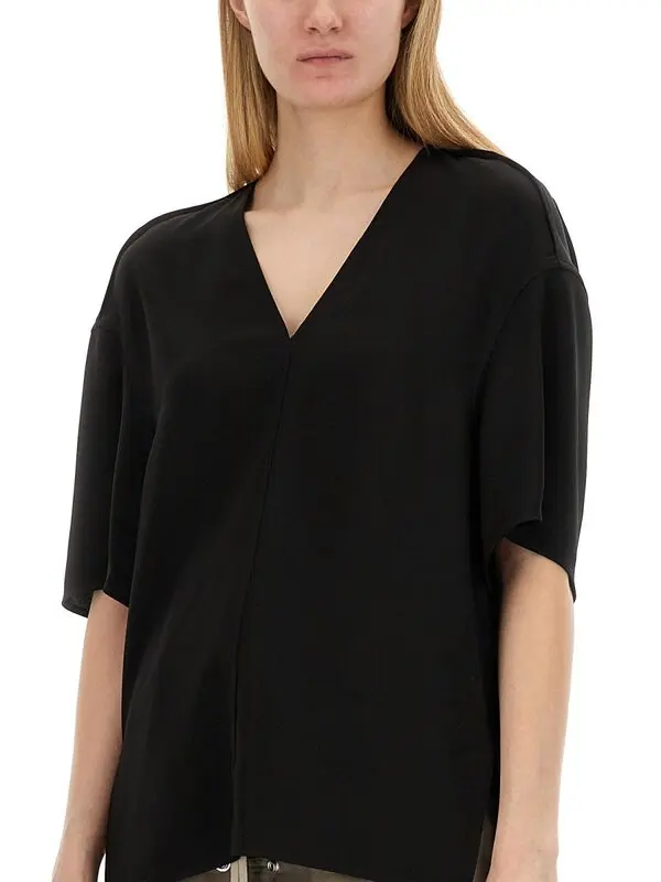 Rick Owens V-neck T-shirt - Black
