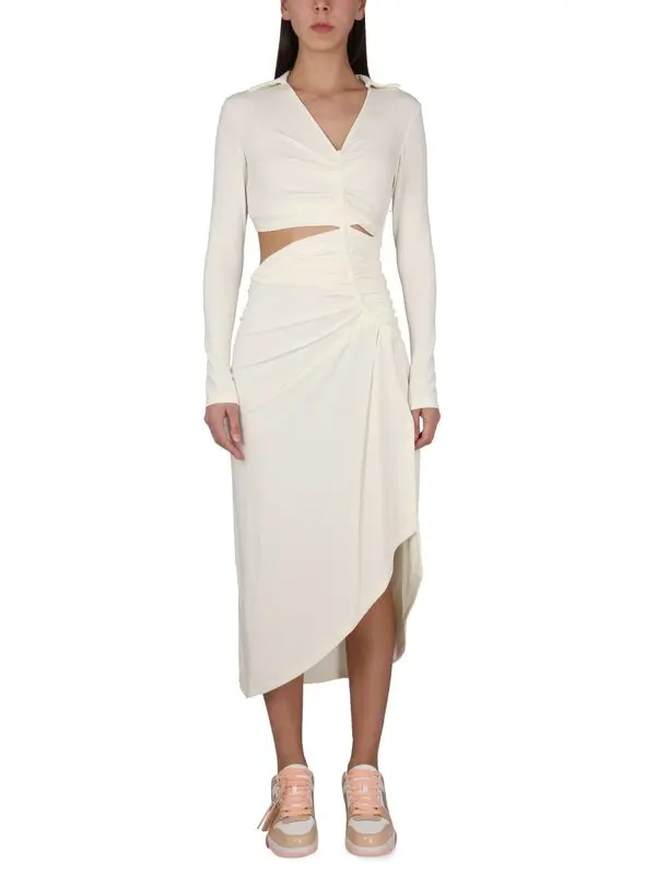 Off-White Dress With Ruffles - White