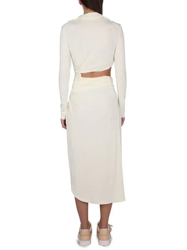 Off-White Dress With Ruffles - White