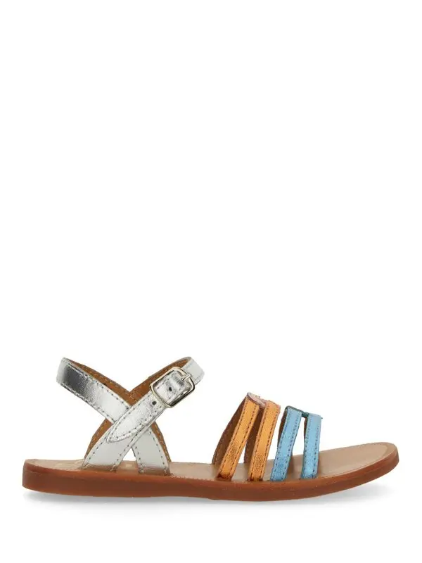 POM D'API Rainbow Leather Strappy Sandals - Multicolour