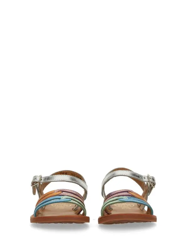 POM D'API Rainbow Leather Strappy Sandals - Multicolour
