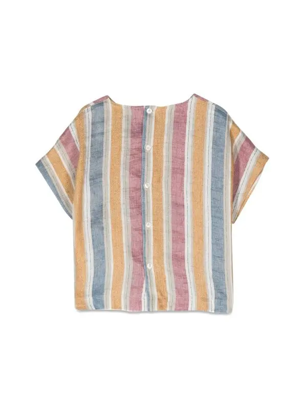 IL GUFO Striped Short Sleeve Blouse