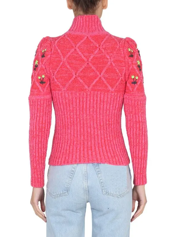 CORMIO Floral Embroidered Jersey - Red