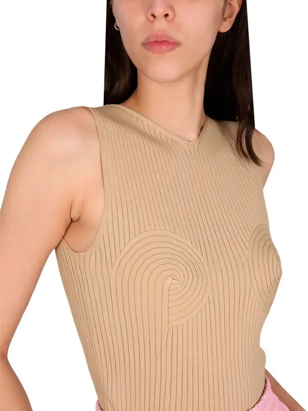 Nanushka Ribbed Top - Beige
