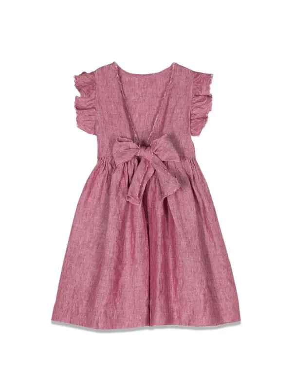 il gufo pink dress Il Gufo SS Water Color Dress w/ Back Bow Turnip Pink / 4Y
