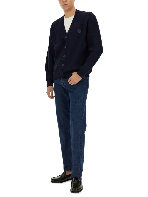 Maison Kitsuné Ribbed Cardigan - Blue