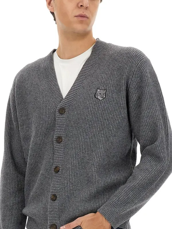 Maison Kitsuné Ribbed Cardigan - Grey