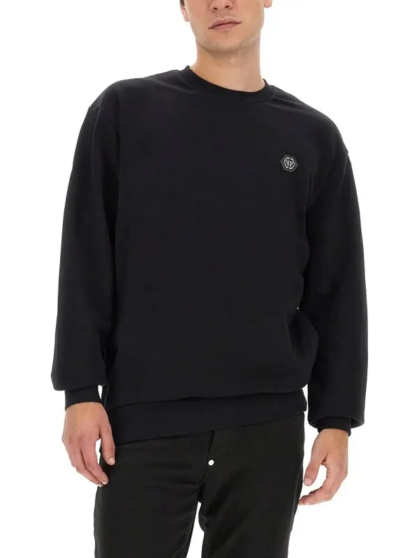 Philipp Plein Oversized Rhinestone Logo Sweatshirt