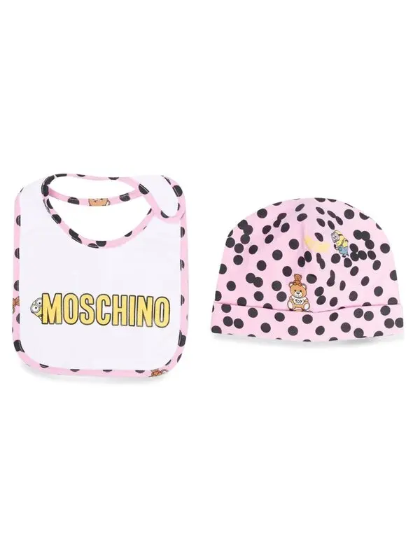 Moschino Cap And Bib Set - Pink