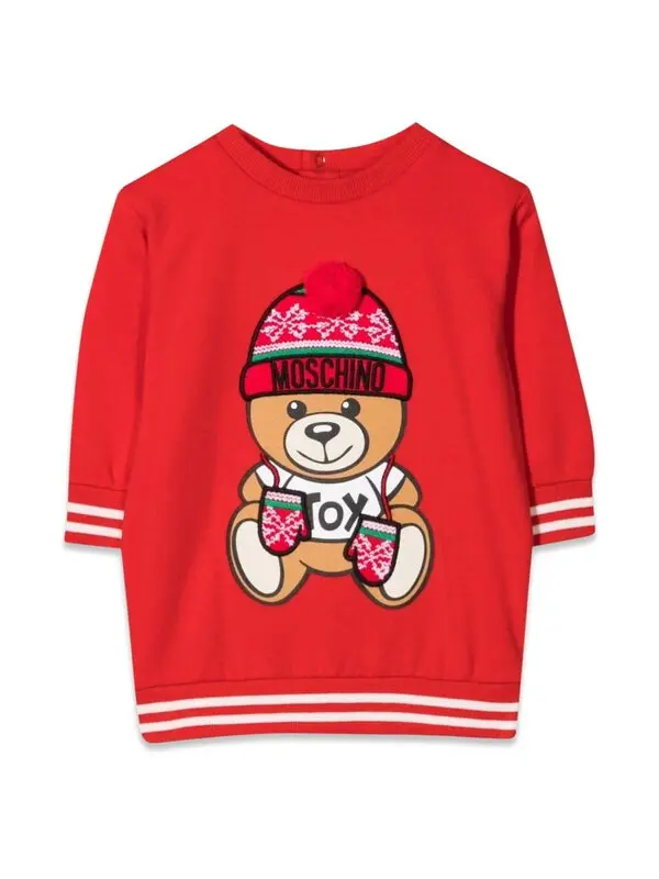 Moschino Cotton Abito Dress With Teddy Appliqu