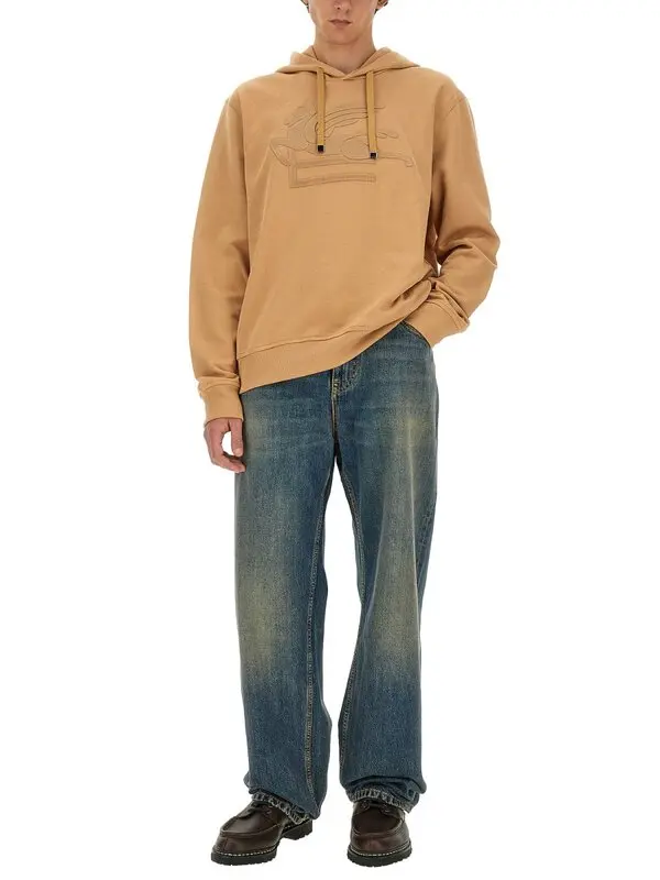 Etro Regular Fit Sweatshirt With Pegasus Embroidery - Beige