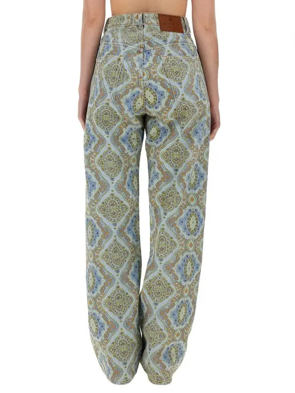 Etro Straight Leg Paisley Print Jeans