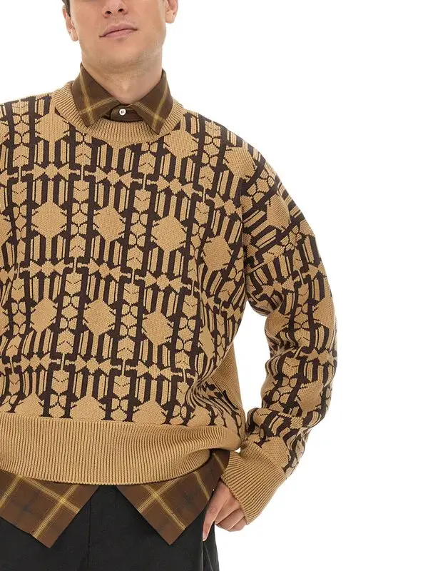 Palm Angels Jacquard Sweater - Beige