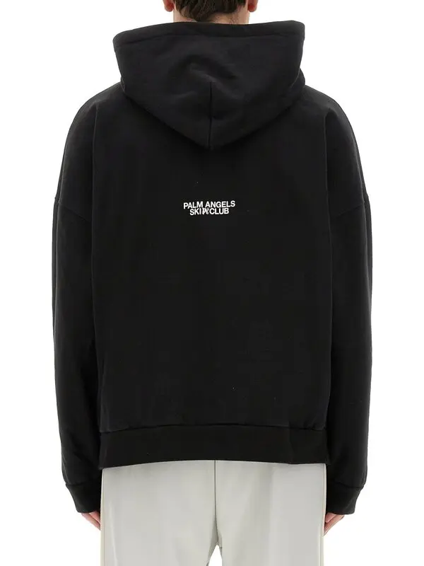 Palm Angels Ski Club Print Oversized Sweatshirt - Black