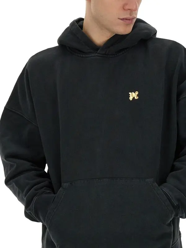 Palm Angels Burning Monogram Print Oversized Sweatshirt
