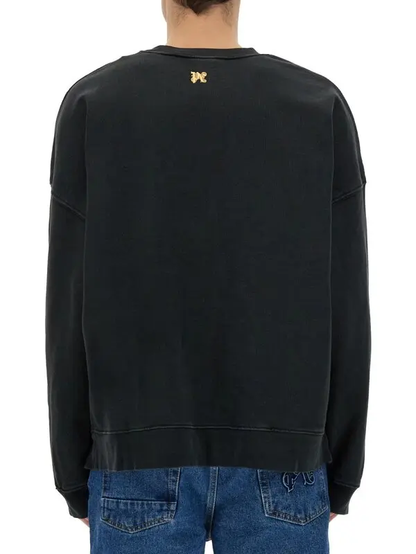 Palm Angels Burning Monogram Print Sweatshirt - Black