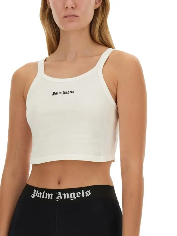 Palm Angels Cropped Tank Top - White