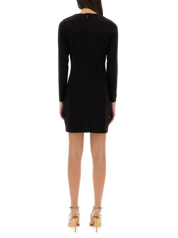 Michael Kors Slim Fit Jersey Dress With Drop Opening - Black