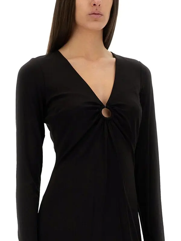 Michael Kors Slim Fit Jersey Dress With Drop Opening - Black