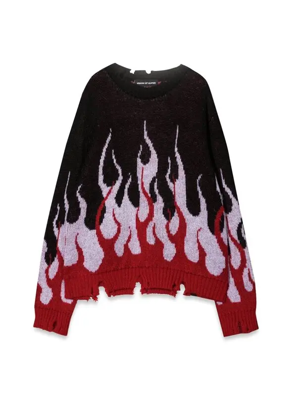 VISION OF SUPER Sweater With Double Flames