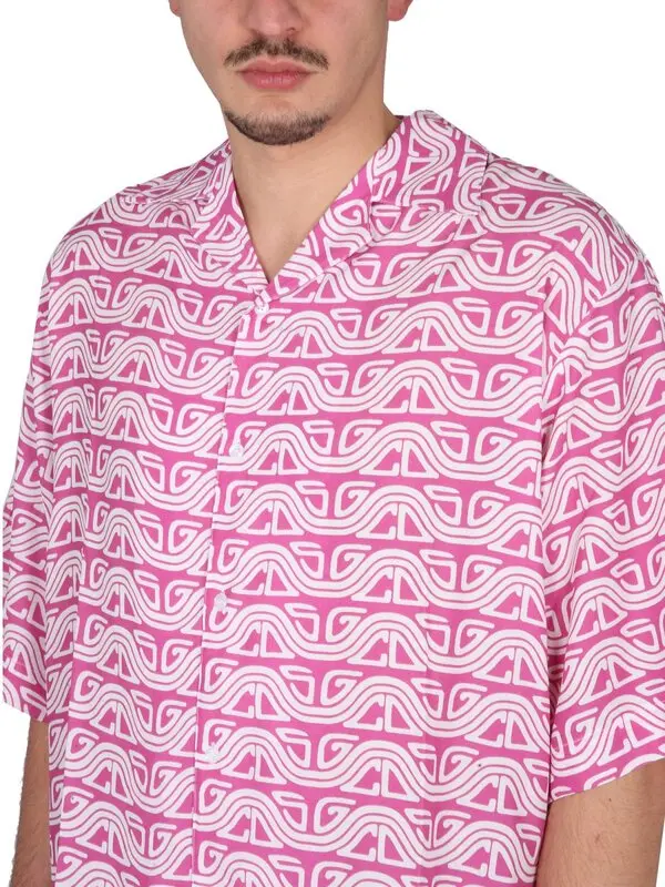 Gcds Monogram Waved Shirt - Fuchsia