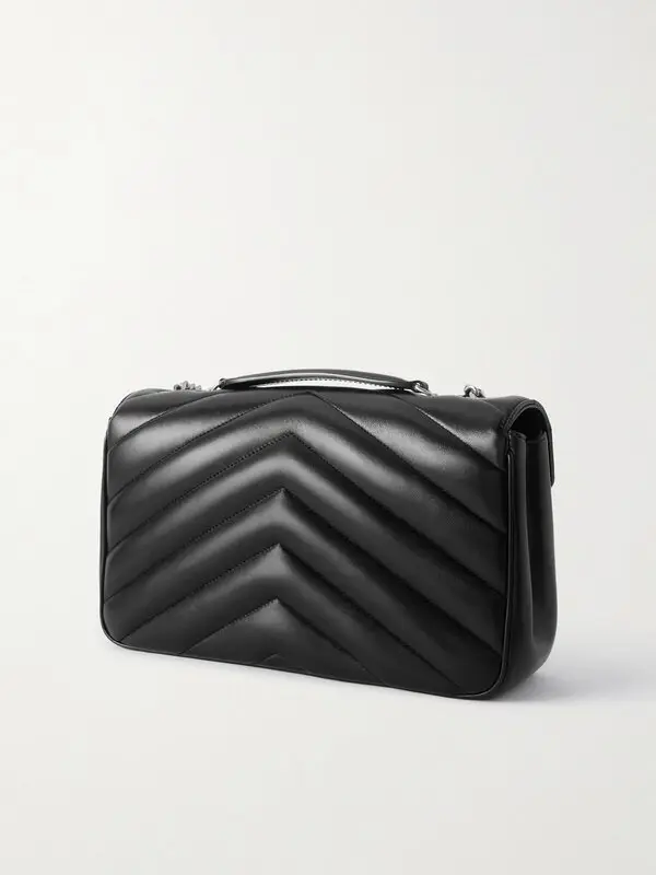 Saint Laurent Loulou Medium Matelassé Leather Shoulder Bag - Black