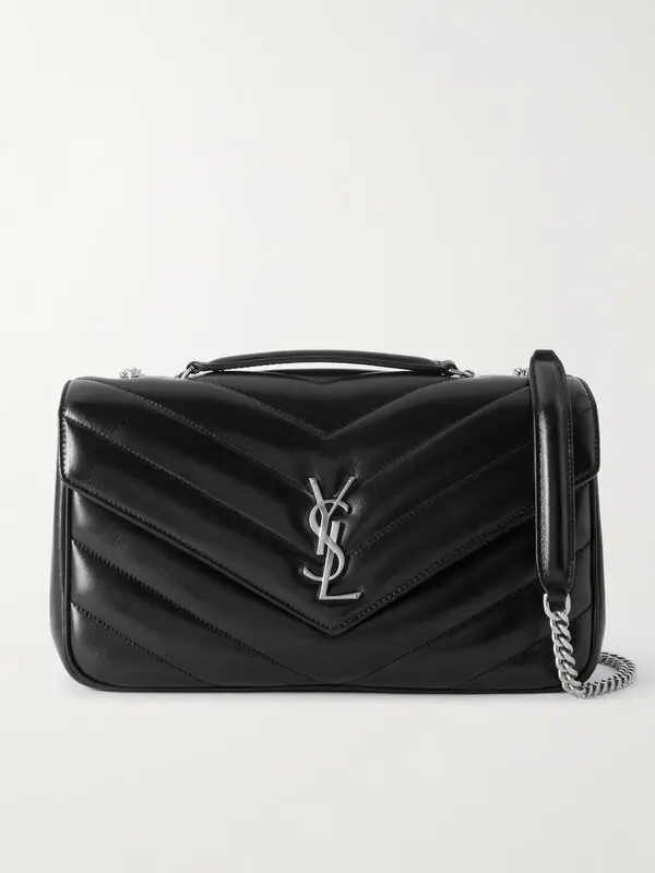 Saint Laurent Loulou Medium Matelassé Leather Shoulder Bag - Black