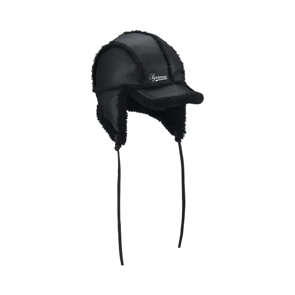 Supreme Shearling Lined Earflap Cap - Black