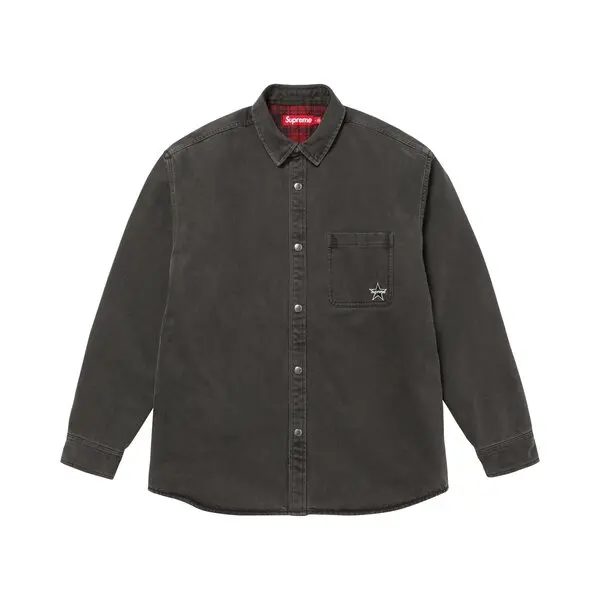 Supreme Quilted Lined Denim Snap Shirt - Black