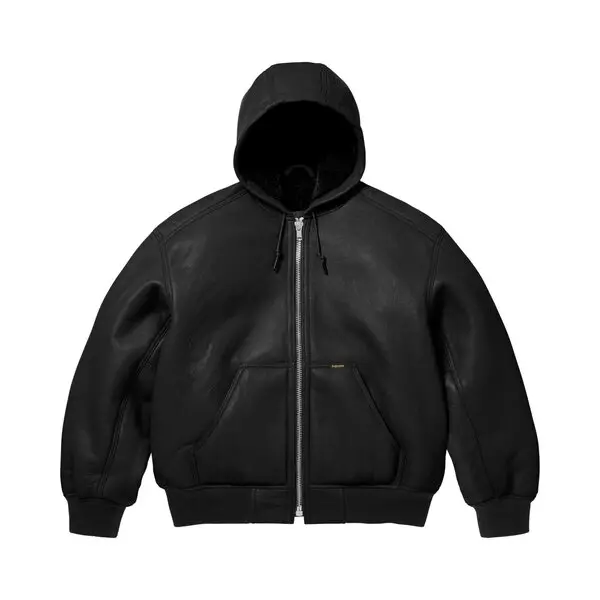 Supreme Shearling Hooded Work Jacket - Black