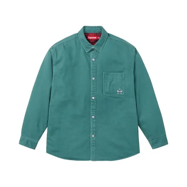 Supreme Quilted Lined Denim Snap Shirt - Teal