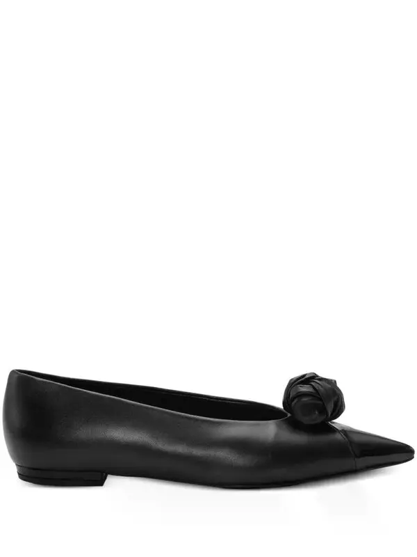 ROTATE BY BIRGER CHRISTENSEN Knot-appliqué Leather Ballet Flats