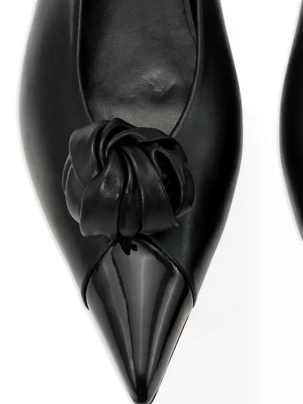 ROTATE BY BIRGER CHRISTENSEN Knot-appliqué Leather Ballet Flats