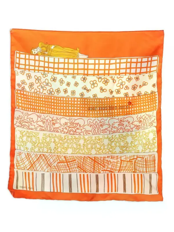 Hermès 2000s Carré 40 Avez Vous Bien Dormi Scarf - Orange