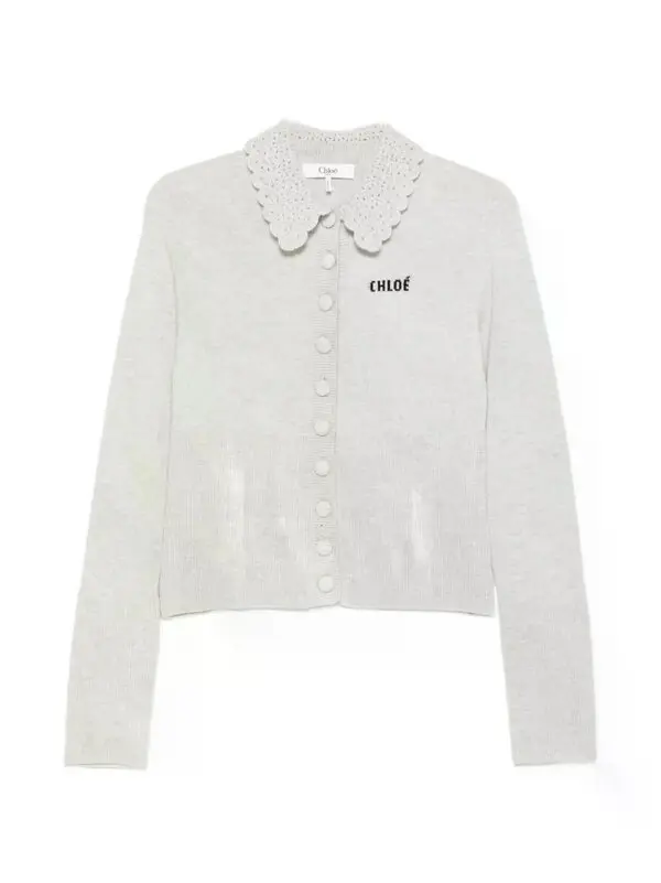 Chloé Logo-knit Cardigan - Grey