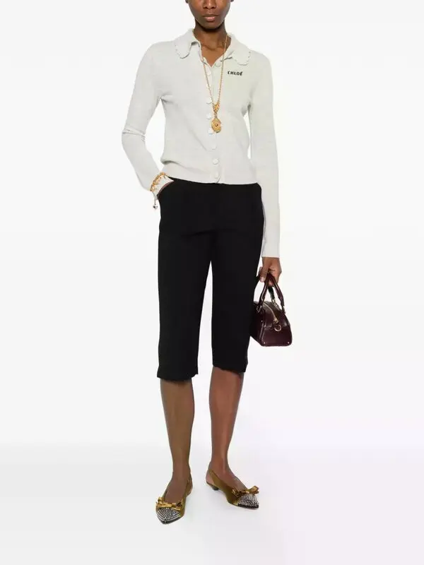 Chloé Logo-knit Cardigan - Grey