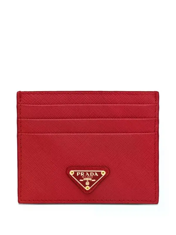 Prada Triangle-logo Saffiano Leather Card Holder - Red