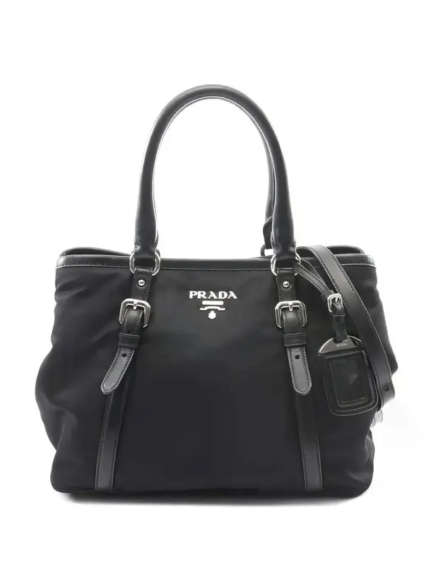 Prada 2000s Leather Trim Tote Bag