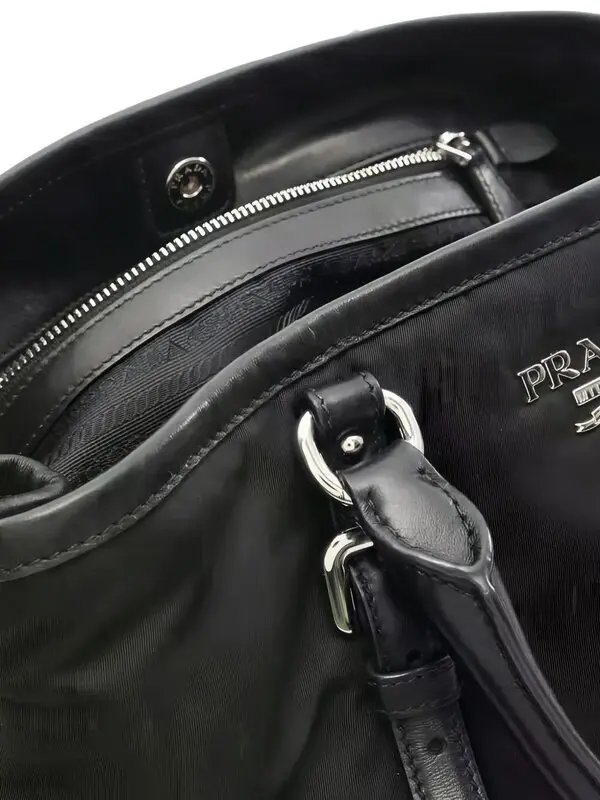 Prada 2000s Leather Trim Tote Bag