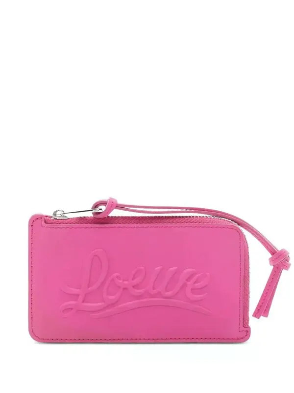 Loewe 2010s Embossed Logo Leather Coin Purse - Pink