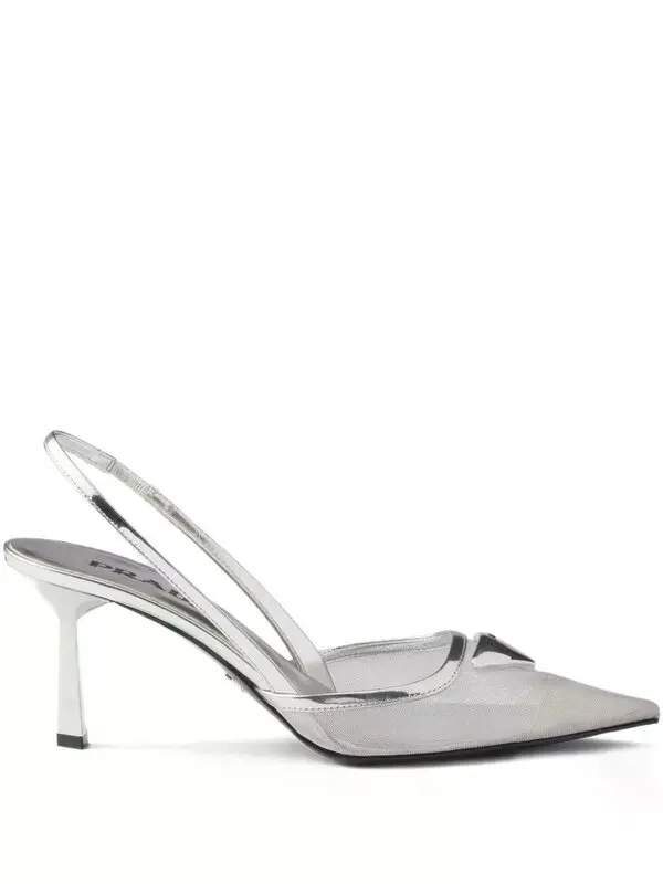 Prada 75mm Triangle-logo Slingback Pumps