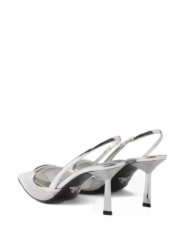 Prada 75mm Triangle-logo Slingback Pumps